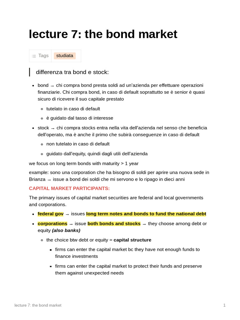 Lecture 7 The Bond Market | PDF | Bonds (Finance) | Interest