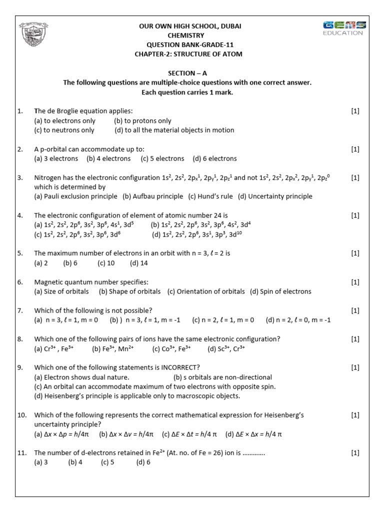 Grade 11 Chemistry: Atom Structure Q&A | PDF | Atomic Orbital | Electron