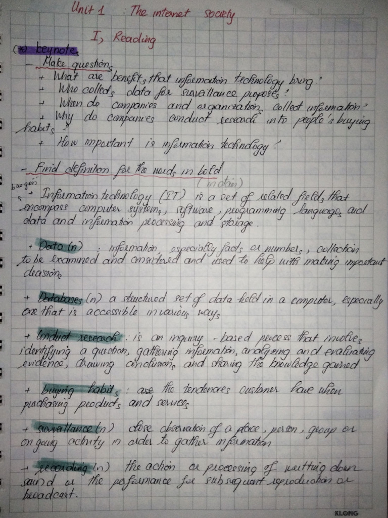 Reading and Writting (Unit1-Unit4) | PDF