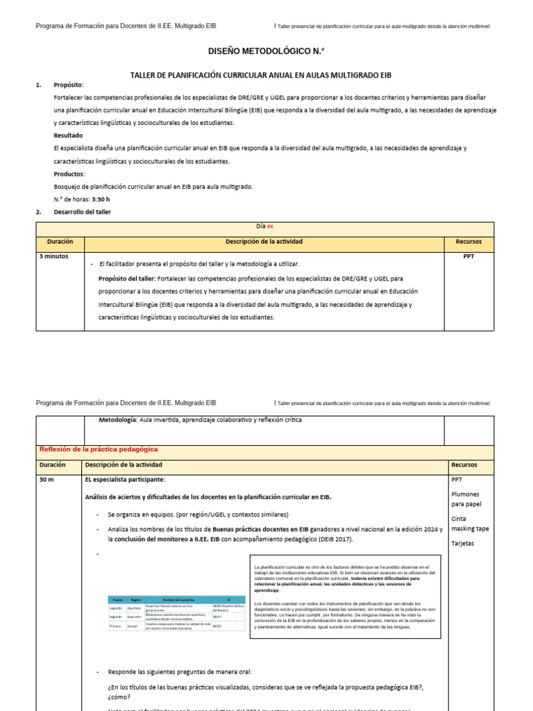 Ruta Planificación Curricular Anual Multigrado en EIB | PDF ...