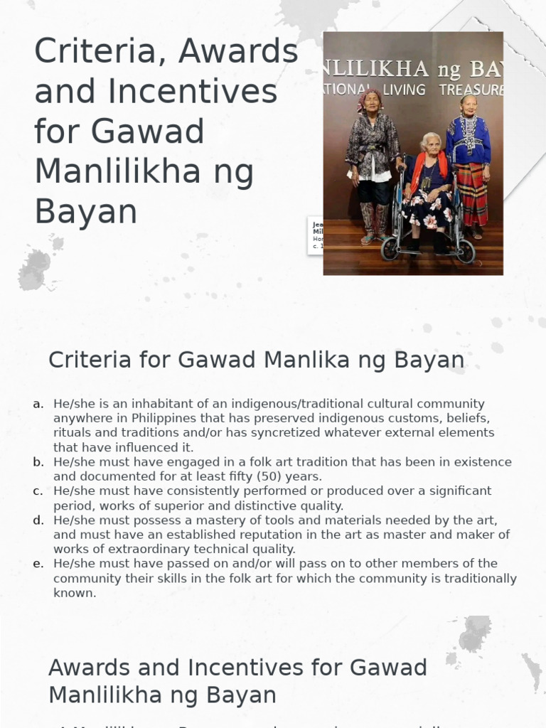 Contemporary Arts Report, Incentives of Gawad Manlikha NG Bayan | PDF