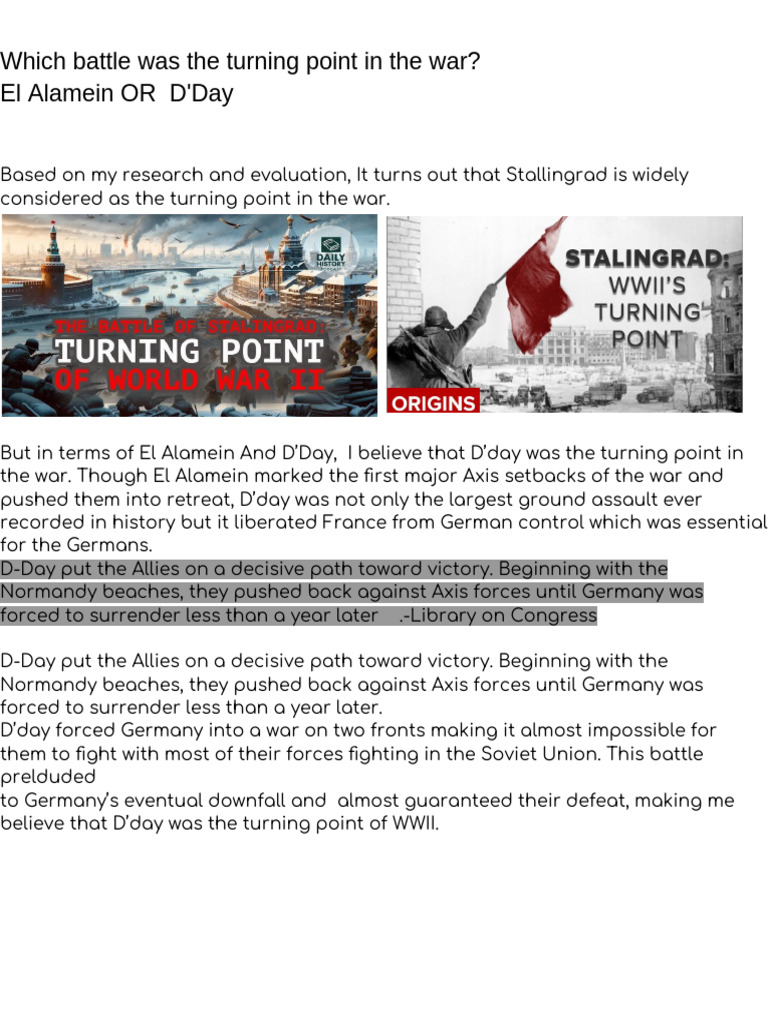 EL alamein Vs dday(turning point of war) | PDF