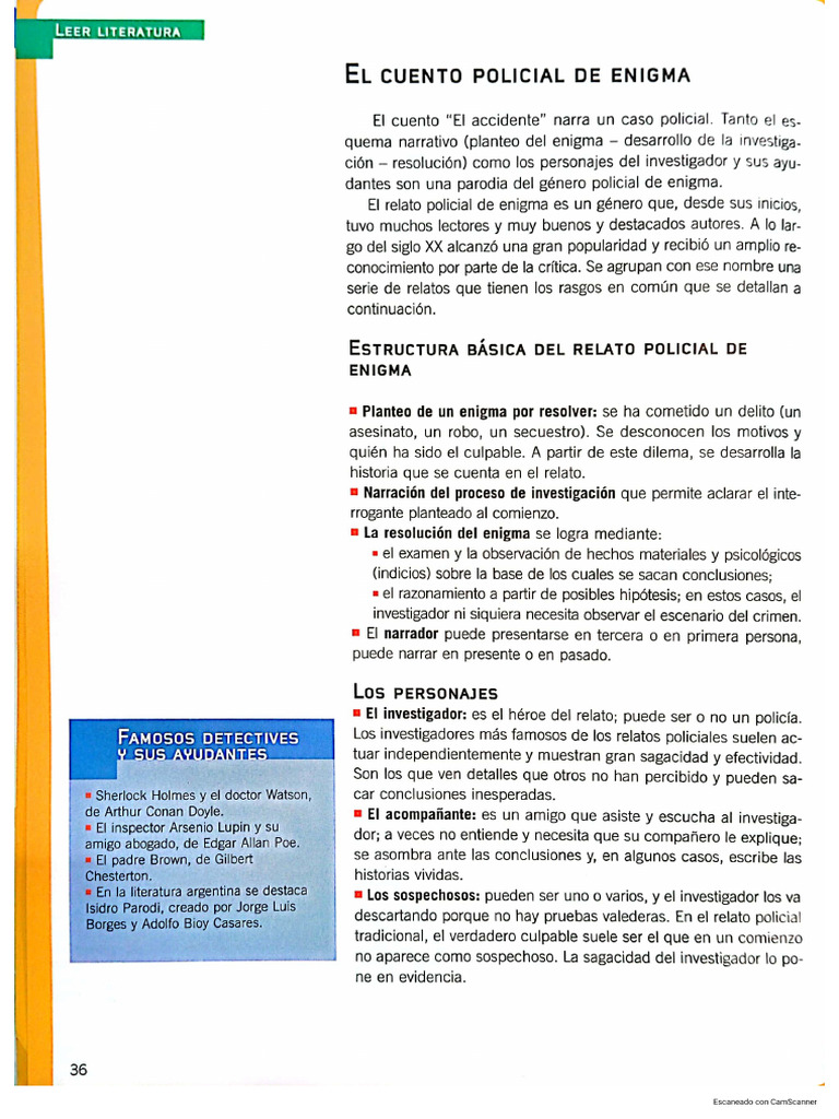 El Cuento Policial de Enigma. 1er Año | PDF