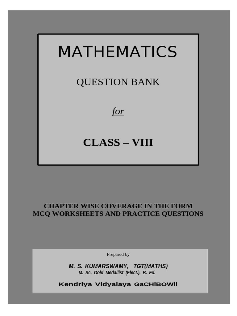 Maths Class Viii Question Bank | PDF | Elementary Mathematics | Polytopes