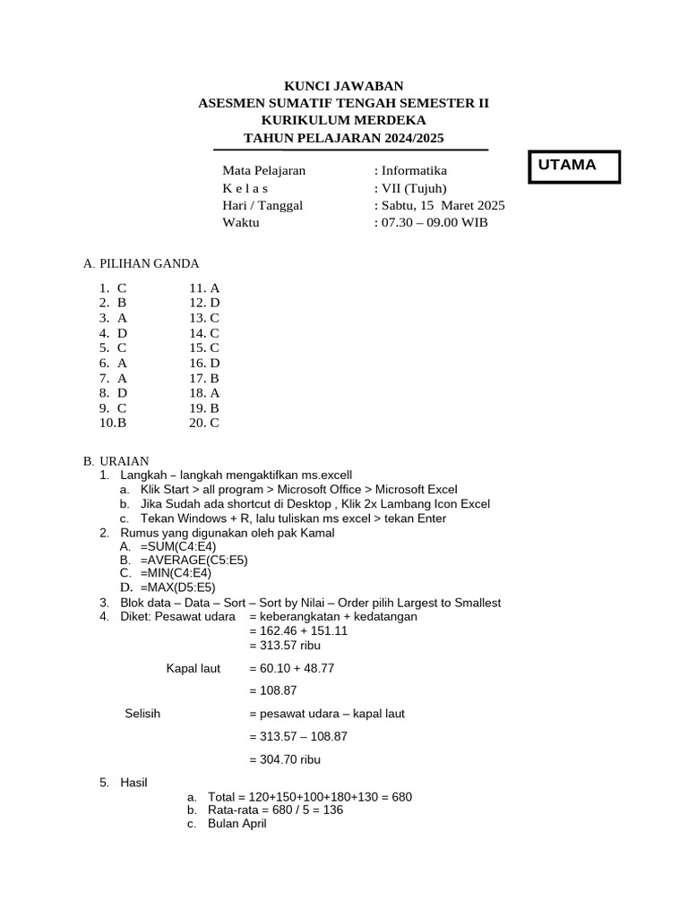Kunci Jawaban Kelas 7 | PDF