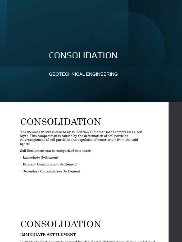 Geotechnical Engineering - Lecture 9 - Consolidation of Soil | PDF | Applied And ...