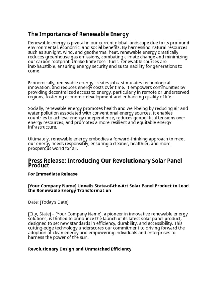 Renewable Energy's Vital Role Today | PDF | Renewable Energy ...