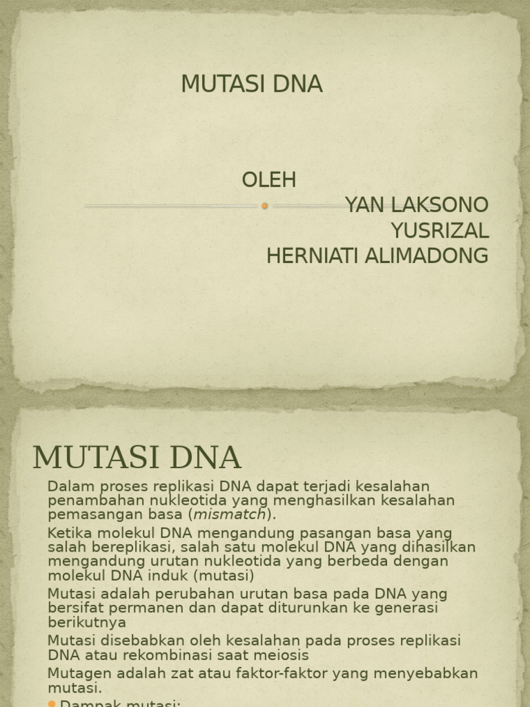 Mutasi DNA: Penyebab dan Jenisnya | PDF