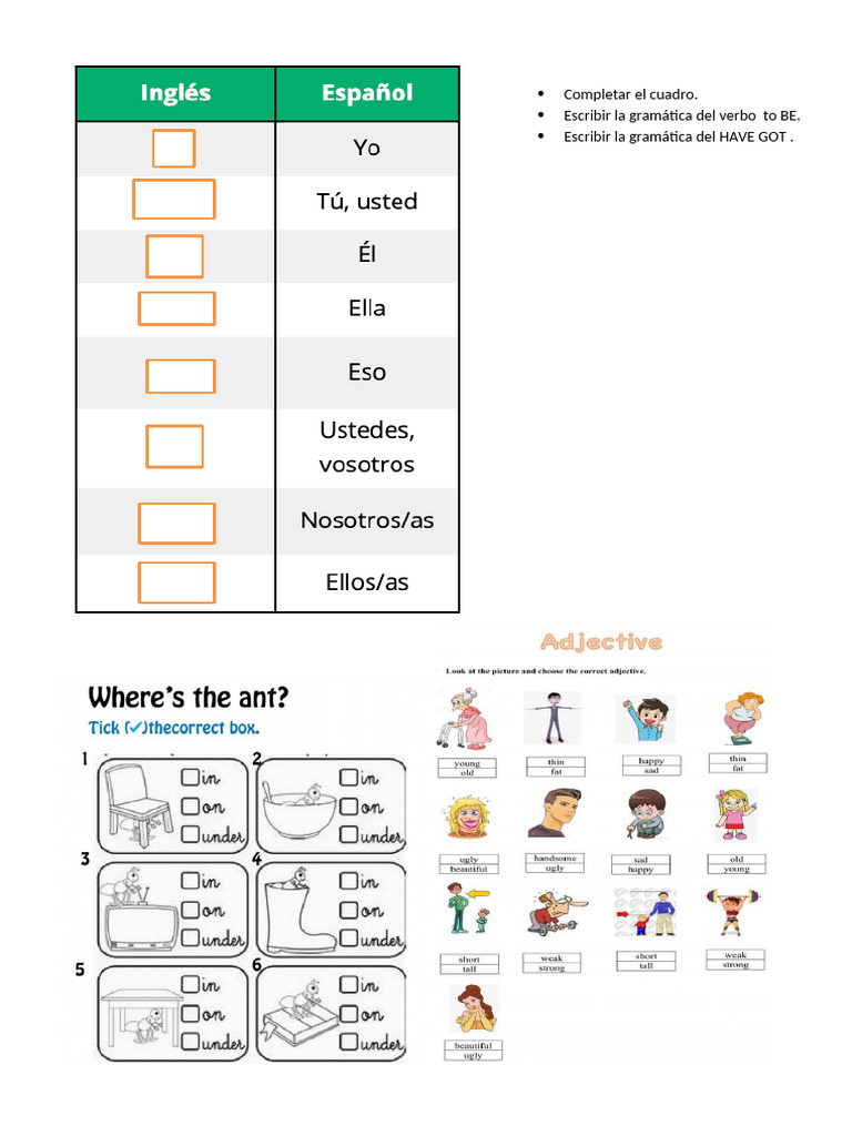 Gramática del verbo to BE y HAVE GOT | PDF