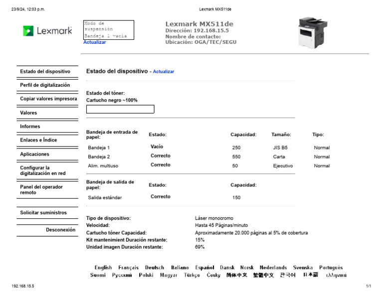 Lexmark MX511de - Presidencia | PDF | Informática | Ingeniería Informática