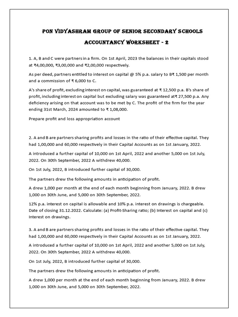 Accountancy Worksheet 2 | PDF | Interest | Personal Finance