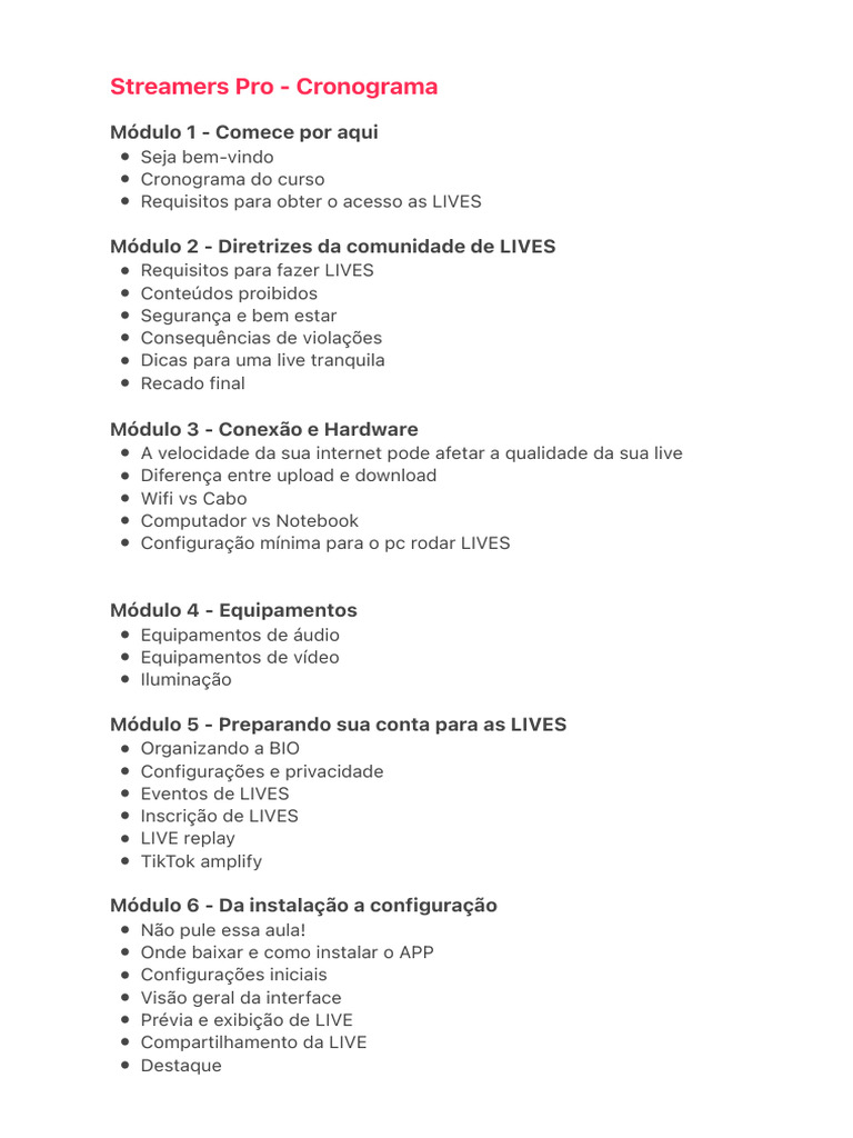 Streamers Pro - Cronograma | PDF | Informática