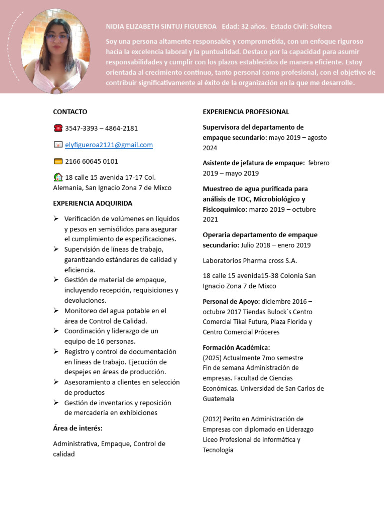 Curriculum Vitae Nidia Sintuj Figueroa - Ely Sintuj | PDF