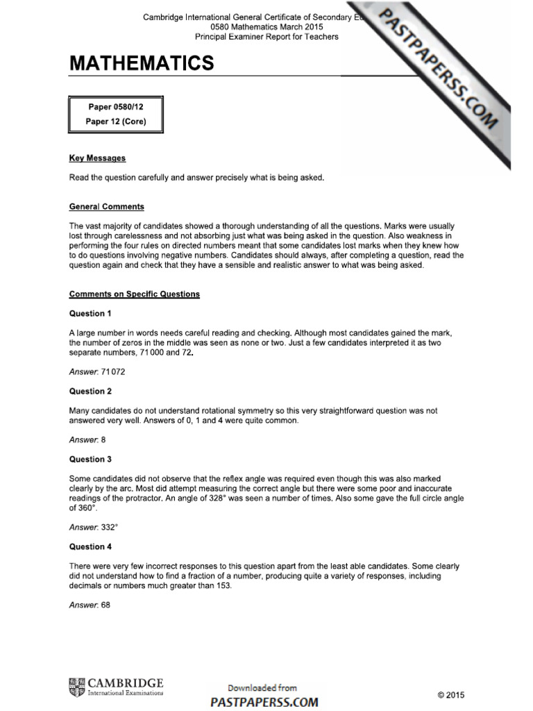 Past Paper 0580 | PDF