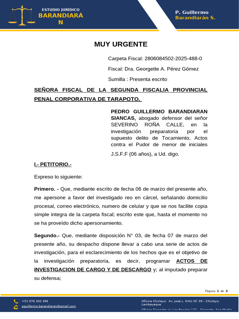 Presenta Escrito | PDF | Mala conducta | Crímenes