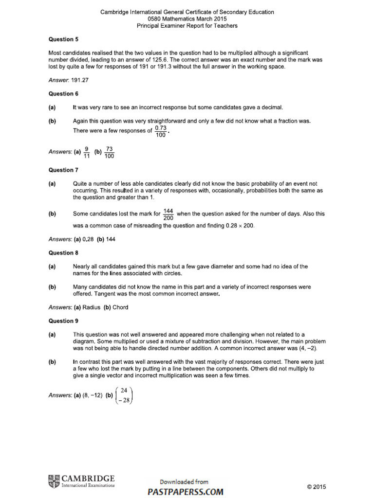 Past Paper 0580 1 | PDF