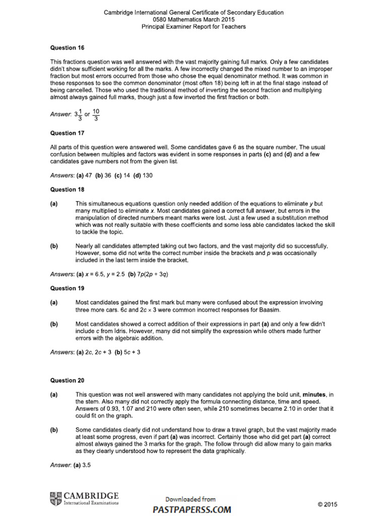 Past Paper 0580 3 | PDF
