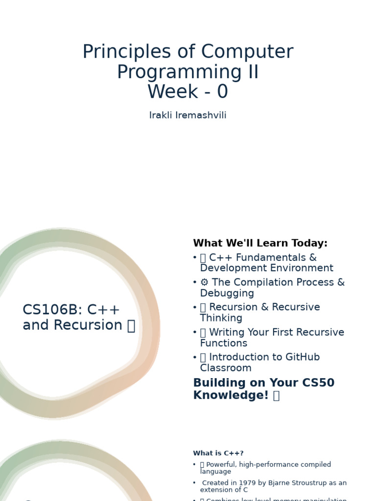 Principles of Computer Programming II Week - 0: Irakli Iremashvili ...