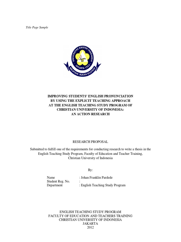Research Proposal Cover Page