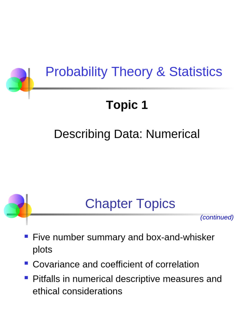 Probability Theory & Statistics: Describing Data: Numerical | PDF | Mean | Median