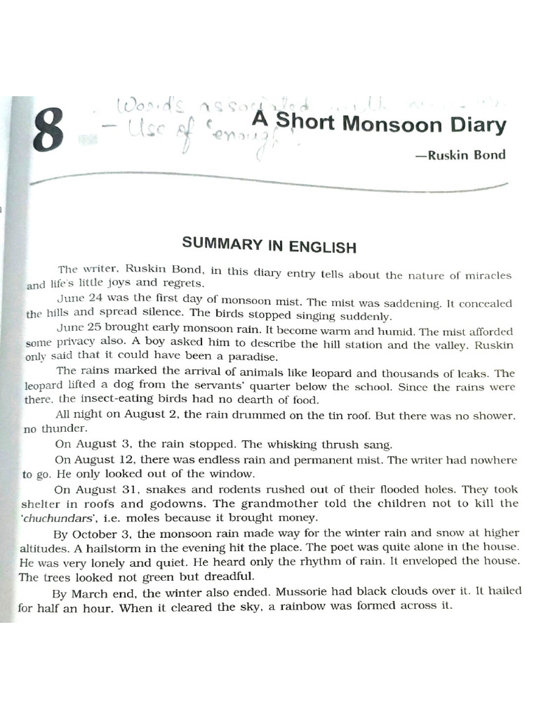 A Short Monsoon Diary | PDF