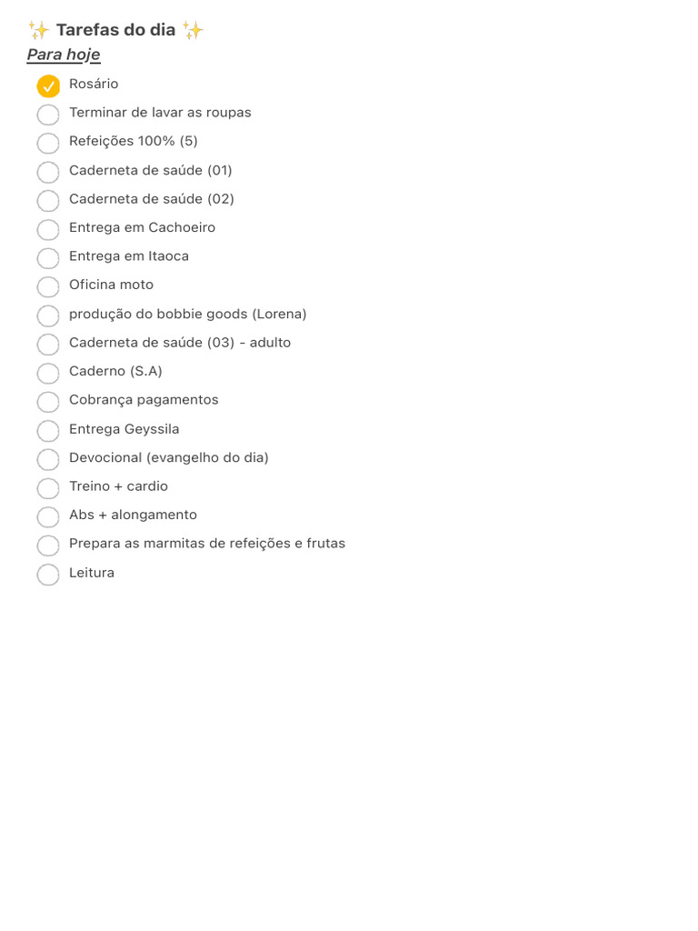 Tarefas Diárias de Rosário | PDF