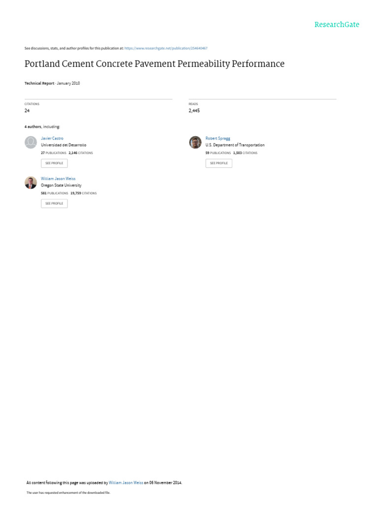 Portland Cement Concrete Pavement Permeability Per | PDF | Concrete ...