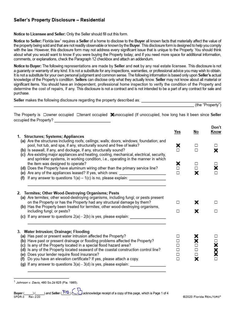 Sellers Real Property Disclosure Statement (FILLABLE) 3 | PDF ...