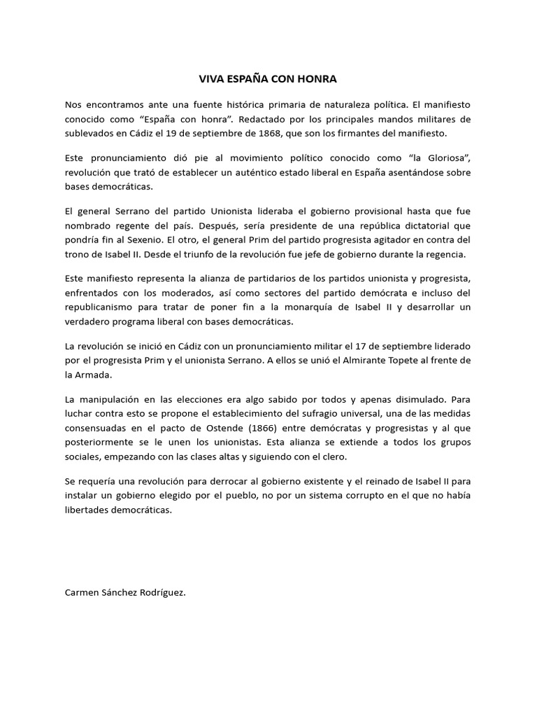 Comentarios de Textos. Carmen Sánchez Rodríguez | PDF | España | Cuba