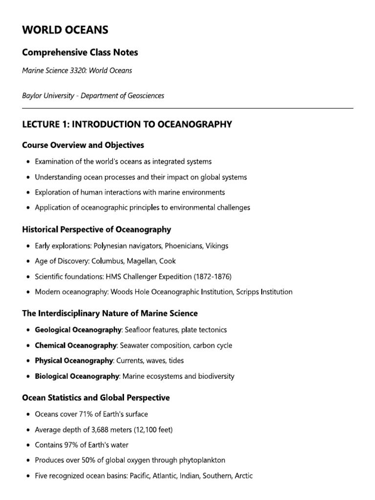 World Oceans Notes | PDF