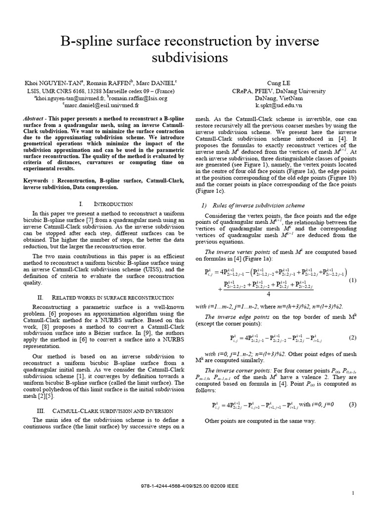 B Spline Surface Reconstruction by Inver | PDF | Vertex (Geometry) | Algorithms