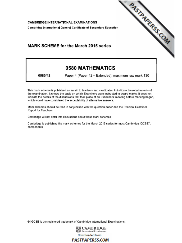 Past Paper For 0580 | PDF