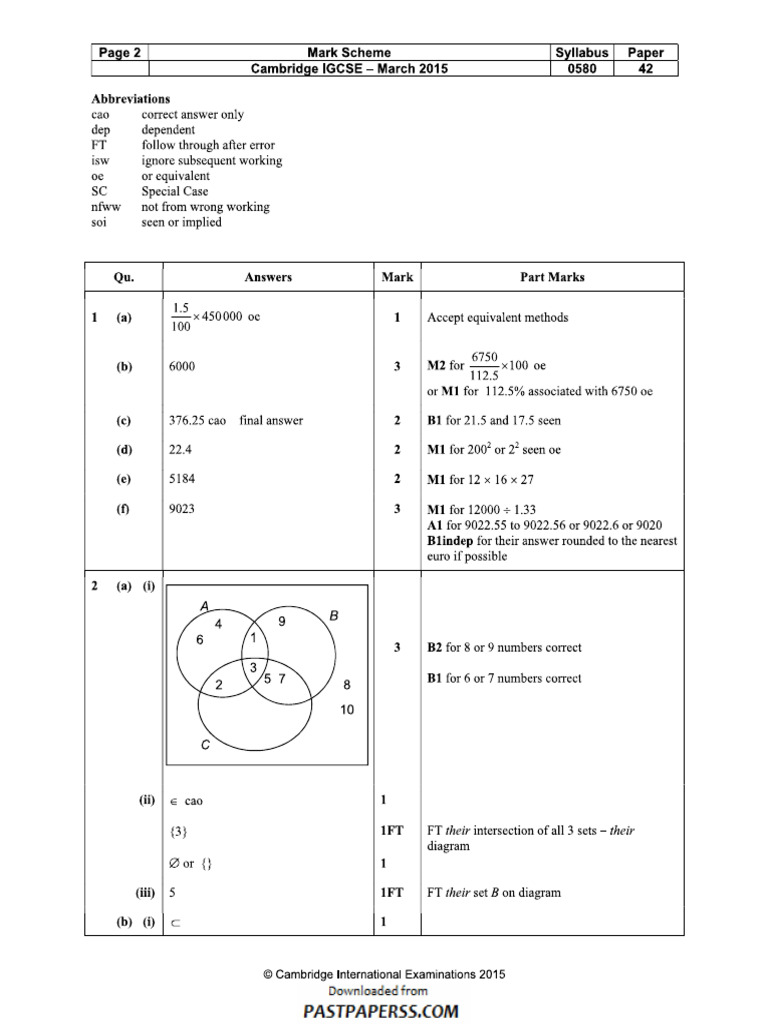 Past Paper For 0580 1 | PDF