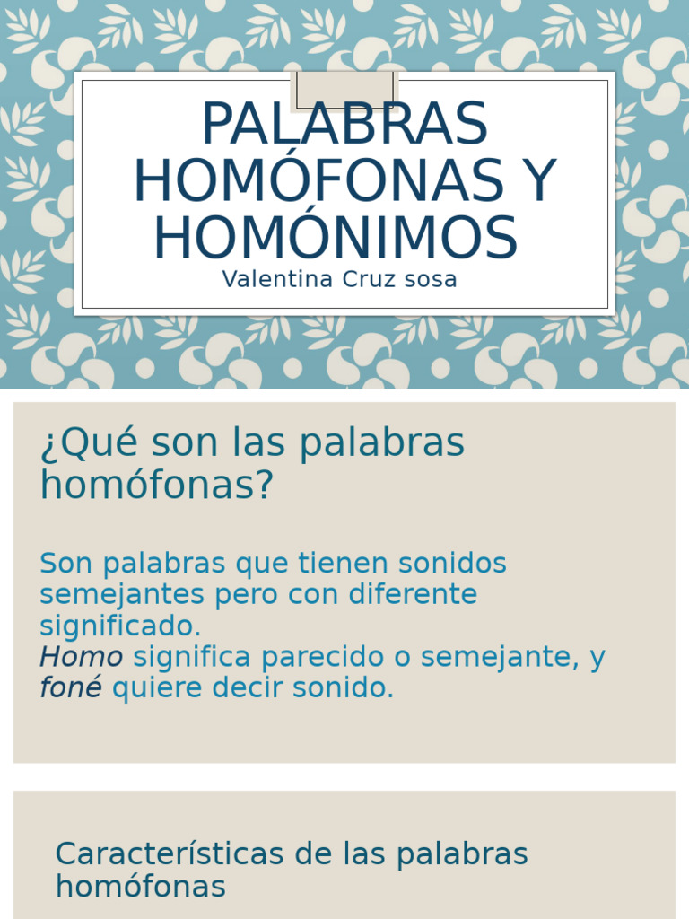 Homófonos y Homónimos: Definición y Ejemplos | PDF
