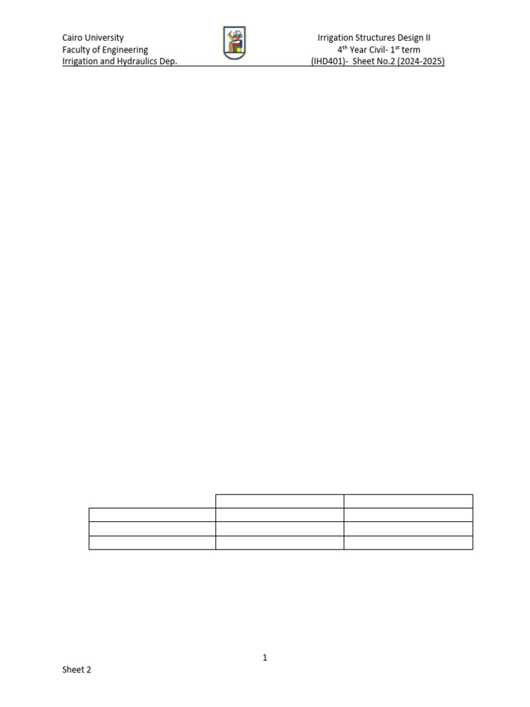 Sheet 2 Hydraulic Design | PDF | Canal | Water And The Environment