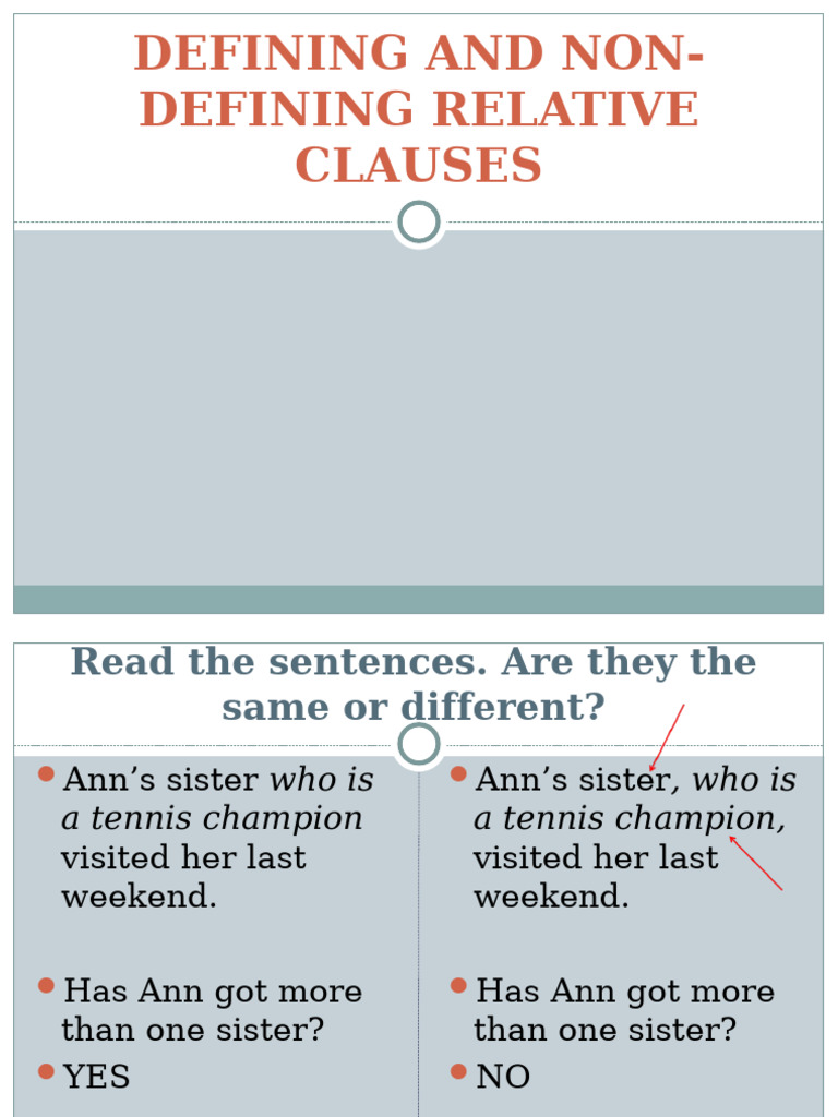 Defining and Non Defining Relative Clauses Grammar Guides - 21589 | PDF