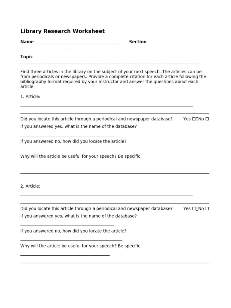 Library Research Worksheet | PDF | Bibliography | Publishing