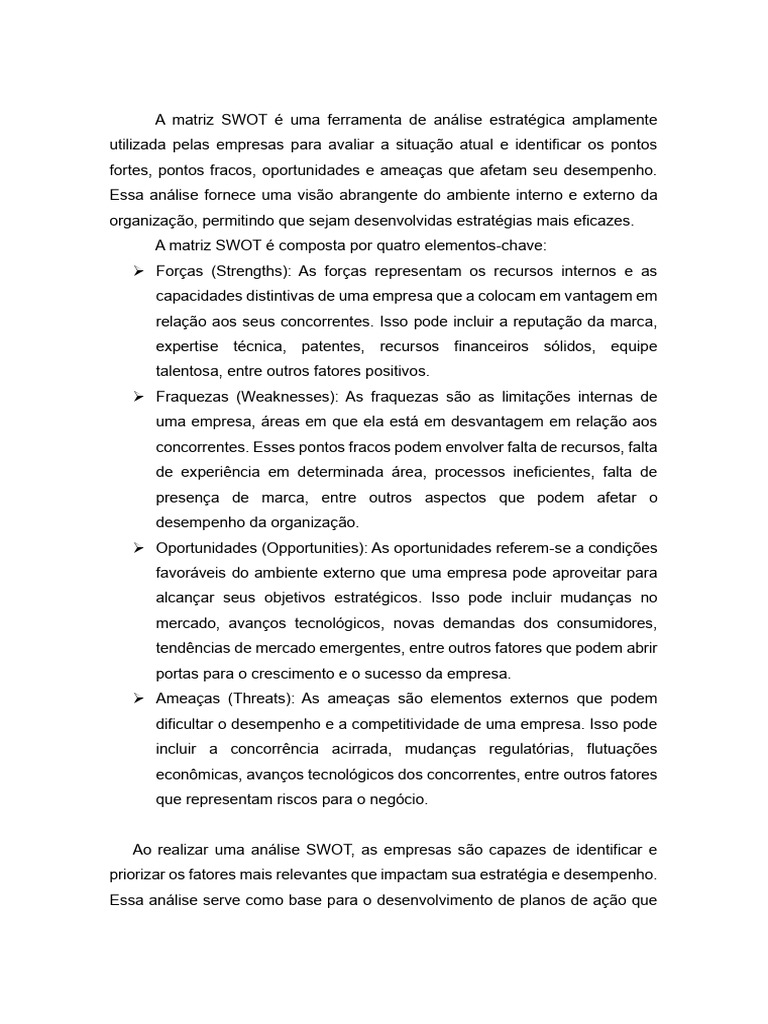 Análise SWOT: Forças, Fraquezas, Oportunidades e Ameaças | PDF ...