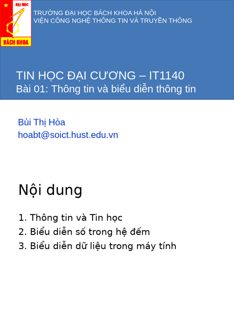 Bai01 - Thong Tin Va Bieu Dien Thong Tin | PDF