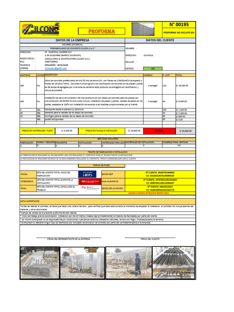 Proforma Cilcon Sac #195 - Chupaca 160ML | PDF | Hormigón | Material ...