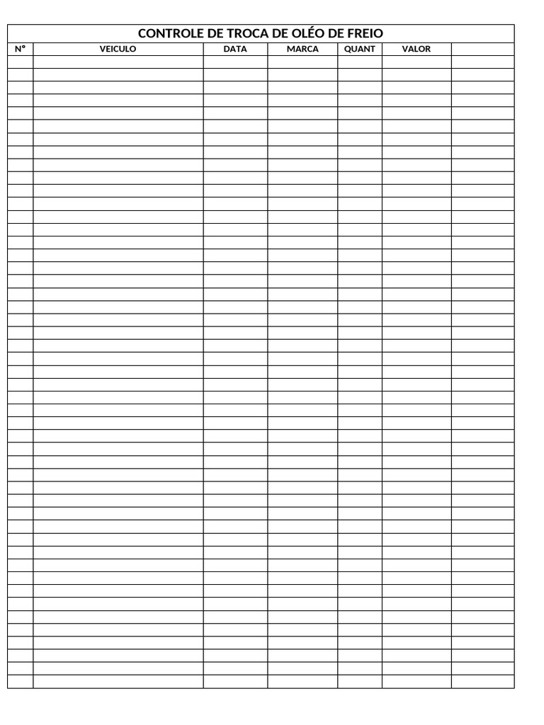 Controle De Troca De Oleo De Freio Pdf