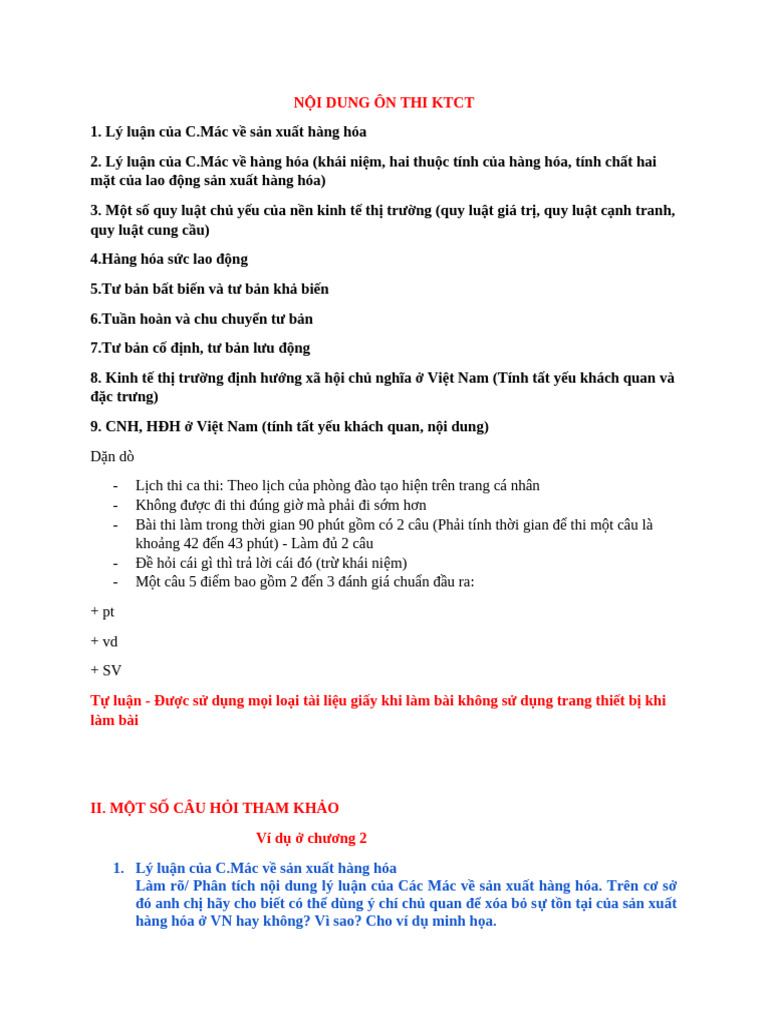 Nội Dung Ôn Thi KTCT | PDF