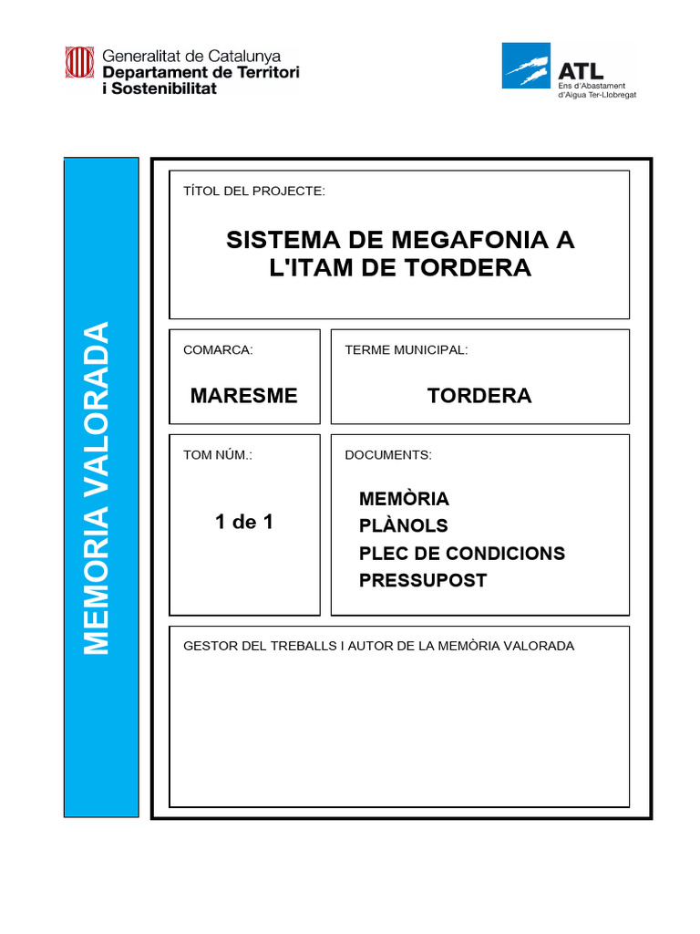 Projecte Tècnic Megafonia Itam Tordera | PDF