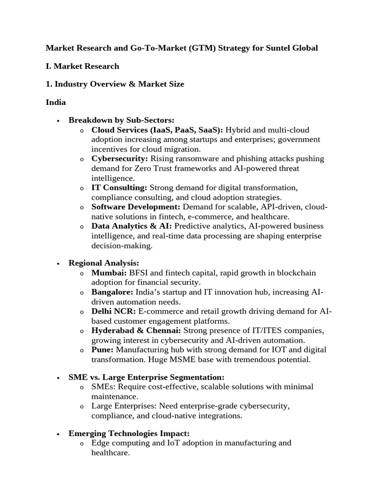Suntel Global Market Research and GTM | PDF | Cloud Computing | Computer Security