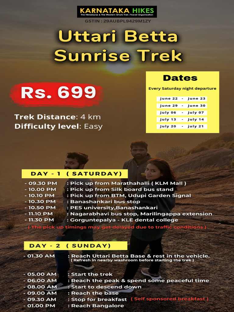 Uttari Betta Sunrise Trek | PDF