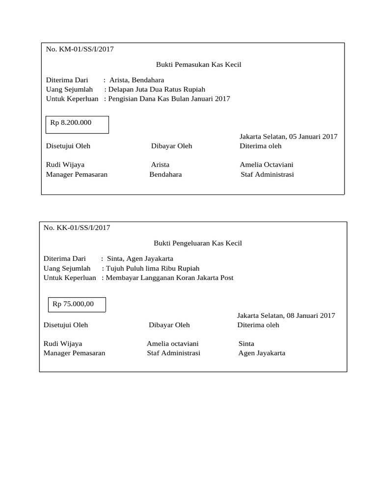 Form Pengajuan Dana Kas Kecil | PDF