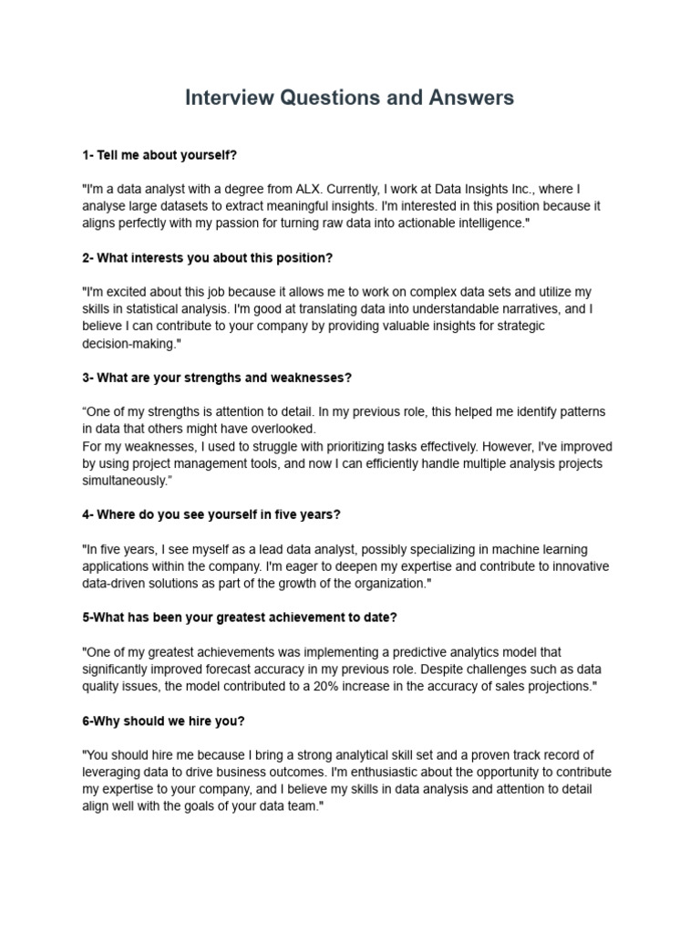 Interview Questions and Answers | PDF