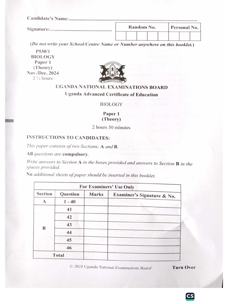 2024 UNEB UACE 530-1&2&3 | PDF