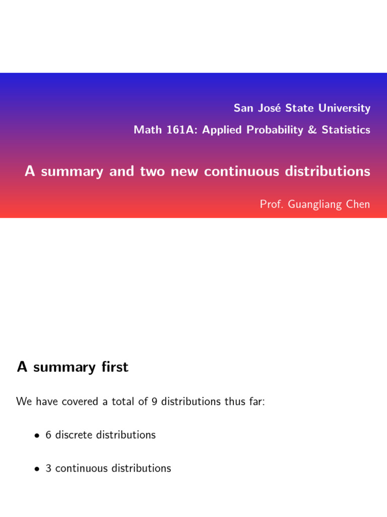 Special Continuous Distributions 2 | PDF | Probability Distribution ...