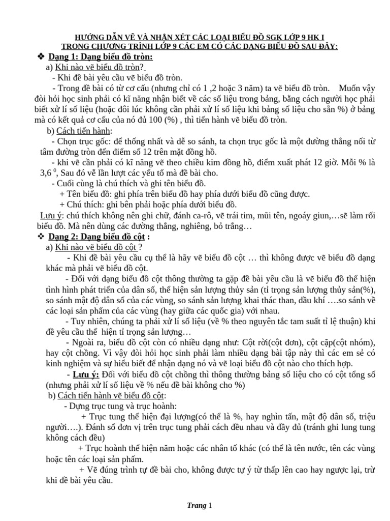 Huong Dan Hs Lop 9 Ve Va Nhan Xet Bieu Do | PDF